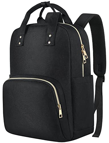 Laptop Backpack Women, Computer Backpack Women, Lightweight Backpack for Travel, Stylish Women Work Bag, College Casual Daypack 15.6 Inch, Waterproof Business Computer Backpack for Ladies Nurse, Black