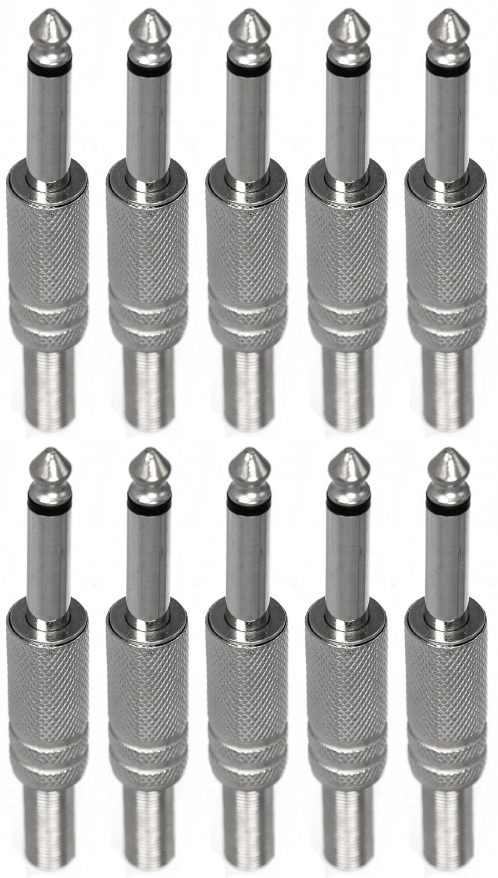 CESS 1/4 Inch TS Audio Phono Tone Male Plug Cable Connector - 1/4" 6.35mm TS Guitar Cable Plug (jcx) (10 Pack)