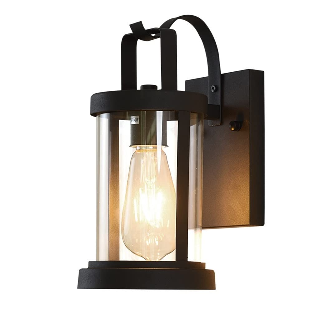 Zziyj Outdoor Waterproof Wall Sconce Exterior Wall Mount Rustic Farmhouse Wall Lanterns Black Porch Light with Clear Glass Shade for Home Patio Garden Garage Lighting
