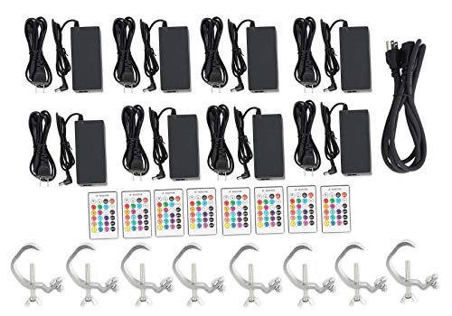 Rockville Best 50 Pack Black, 8 Rechargeable Wash Lights with Charging Flght Case, Wireless DMX, Includes Remote, 15 Hour Battery Life, Perfect for Events, Parties & DJs