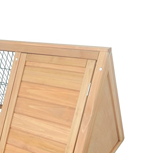 PawHut Outdoor Triangular Wooden Bunny Rabbit Hutch/Guinea Pig House with Run