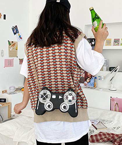 QZUnique Women Cute Gamepad Style Shoulder Handbag Zipper Crossbody Purse Messenger Bag