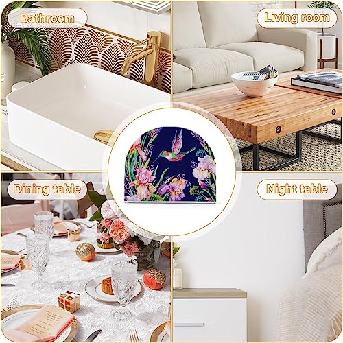 Kigai Napkin Holder for Table Hummingbird Iris Flower Clear Paper Towel Napkin Holders Standing Napkin Dispenser for Kitchen, Bathroom, Dining Table, Countertop