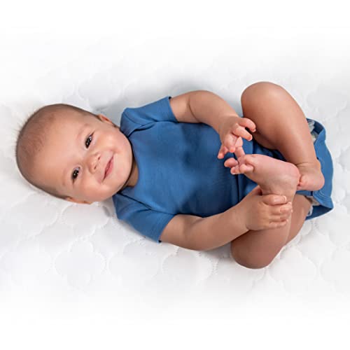 Sealy Waterproof Protection Fitted Toddler and Baby Mini Crib Mattress Pad Cover Protector, Noiseless, Machine Washable and Dryer Friendly, 38" x 24" - White