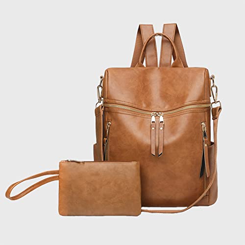 CQCYD Leather Backpack Purse Shoulder Bag for Women Leather Medium Size Tassel Backpack Fashion Handbags and Travel Bags
