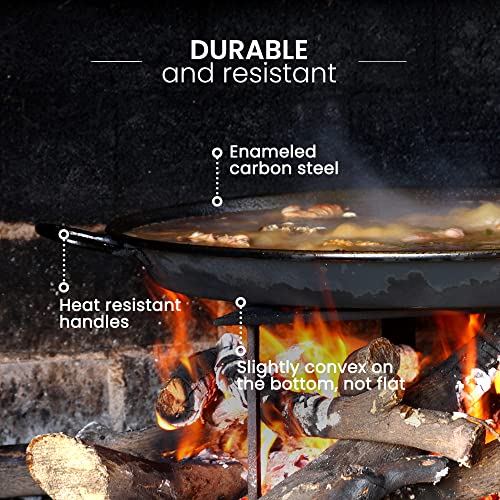 Machika Enamel Paella Pan | Paella Pan | Skillet for Paella and Rice Recipes | Perfect for Indoor & Outdoors | Easy Cleaning | Rust Proof Coating | 4 Servings | 12 inches |
