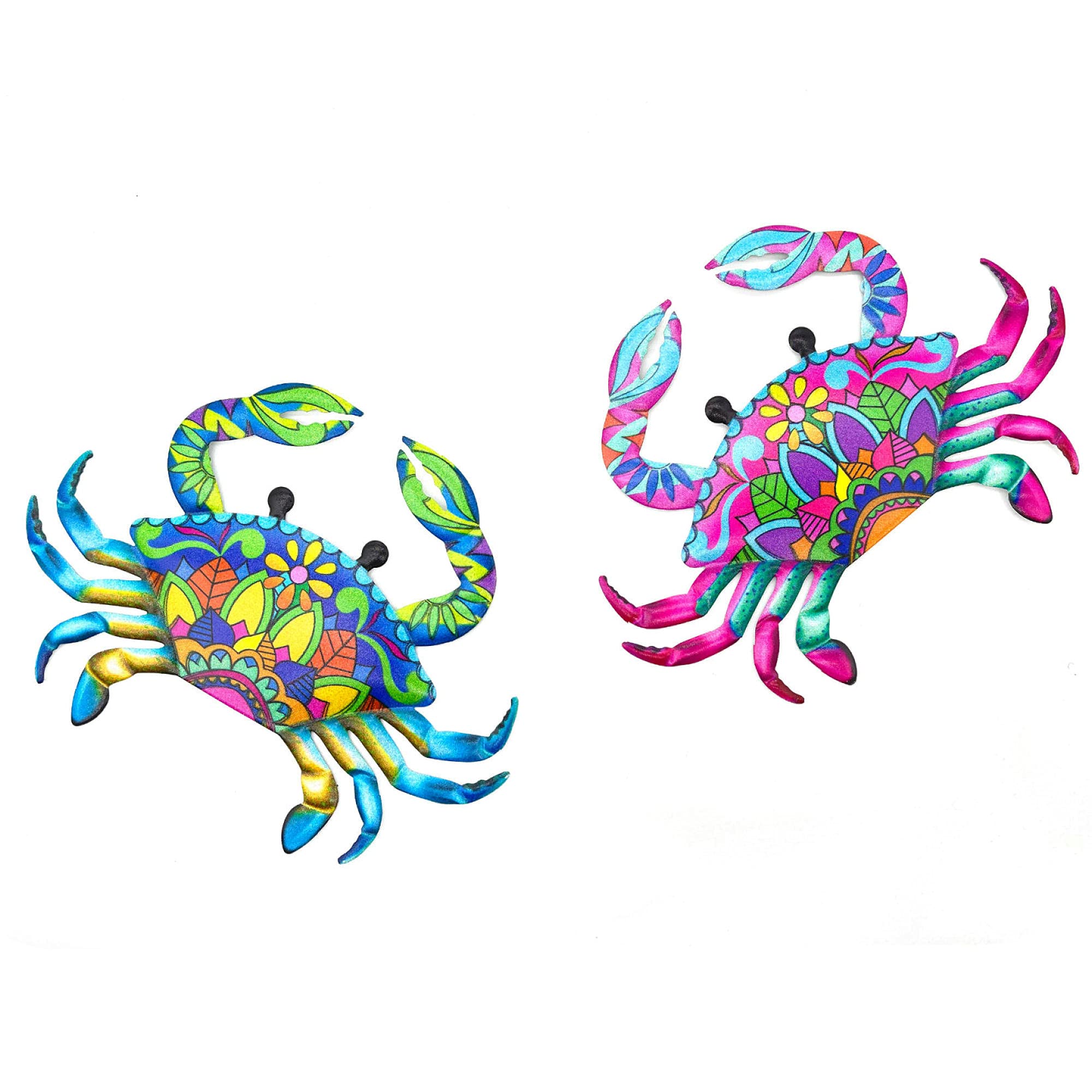 SOBLUING Crab Wall Decor Metal Crabs Decorations, Tiki Bar Wall Decor Coastal Sculptures for Home, Outdoor Wall, Home Door, Window, Ocean Theme Room, Set of 4