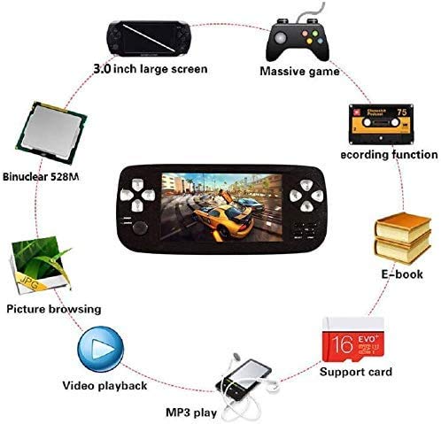KIII Handheld Game Console , Retro Game Console 4.3 Inch 3000 Classic Games Portable Game Console Support TV Output - Black