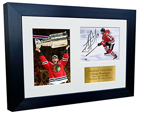 Kitbags & Lockers 12x8 A4 Jonathan Toews Chicago Blackhawks NHL Autographed Signed Photo Photograph Picture Frame Ice Hockey Poster Gift Triple G