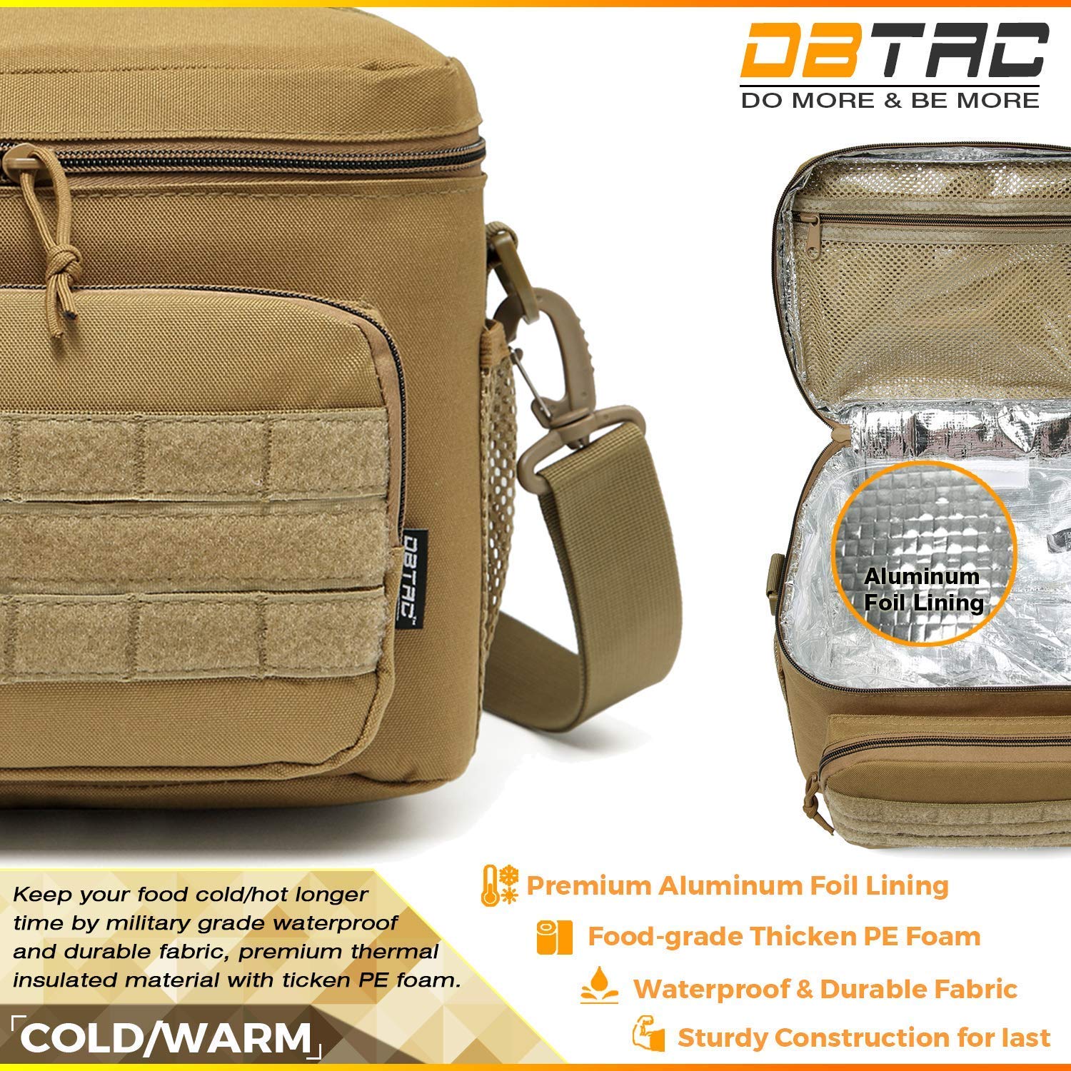 DBTAC Range Bag 2~4 Pistol Medium Size (Tan) + Tactical Lunch Bag (Tan), Durable Material with adjustable shoulder strap, Multi-functional Design