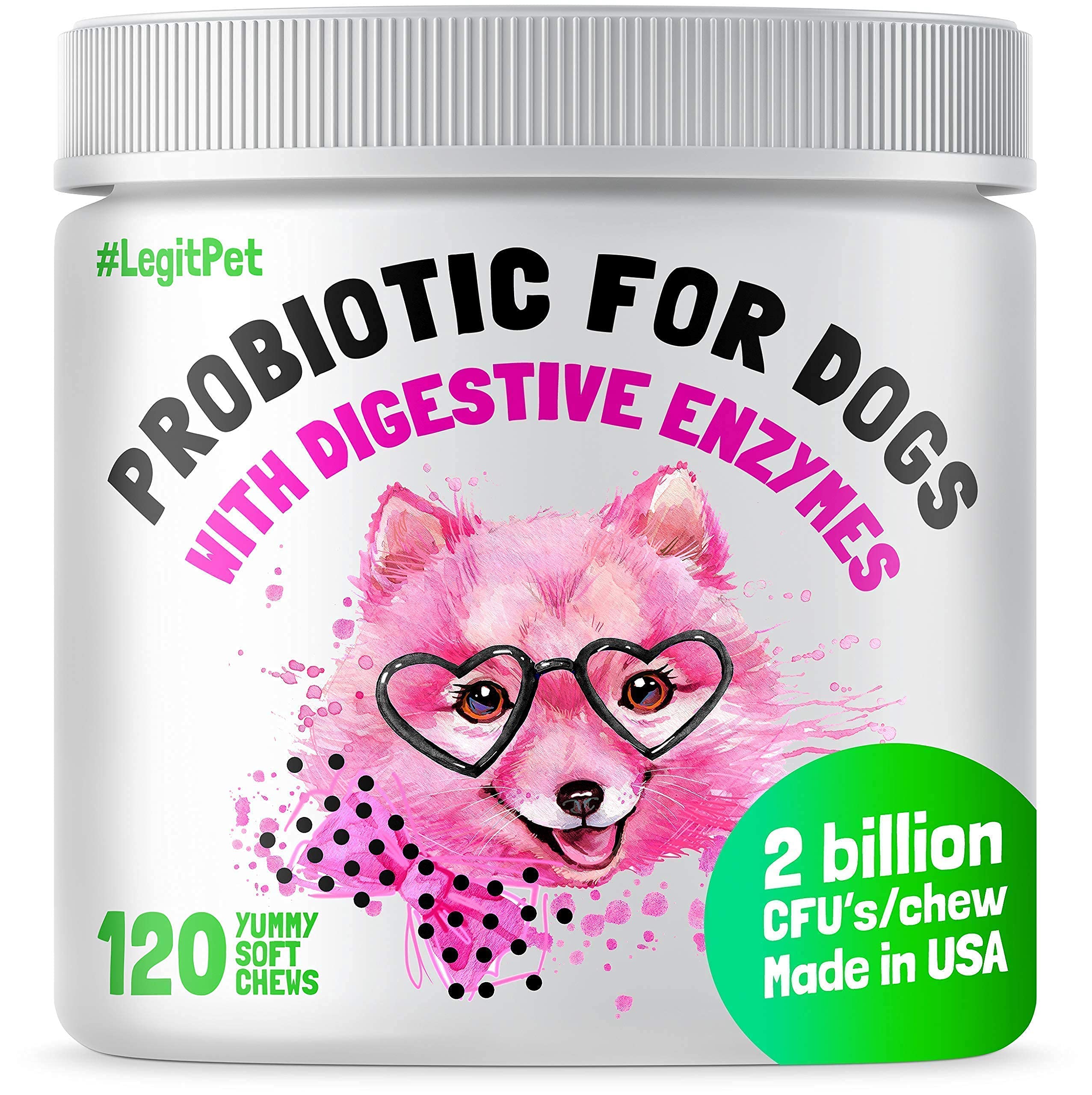 LEGITPET Probiotics for Dogs with Natural Digestive Enzymes + Prebiotics for Allergy & Itch Relief 120 Soft Chews and Wild Alaskan Salmon Oil for Dogs & Cats Bundle