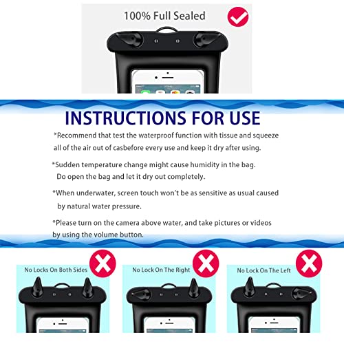 Joyexer Universal Cellphone Waterproof Pouch Dry Bag Underwater Phonne Case for iPhone 13 12 Pro Max 11 Pro Max 13 Mini Xs Max XR X 8 7 6, Galaxy S20 Ultra S10 Note10 up to 7",Black
