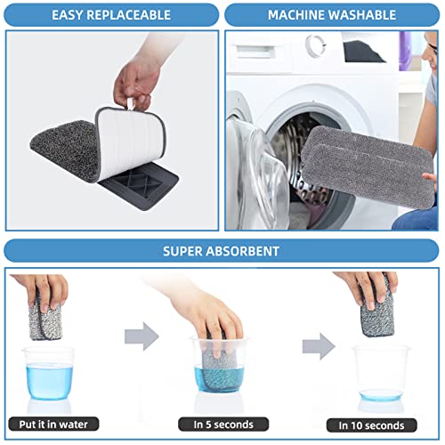 Microfiber Spray Mop for Floor Cleaning with 5 Washable Pads,360 Degree Spin Dust Mop with Mop Holder and Scraper for Home Kitchen Bathroom,Dry Wet Flat Mop for Wood Laminate Ceramic Hardwood Tile