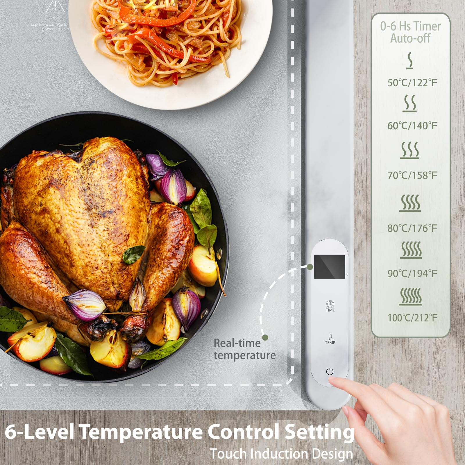 Electric Warming Tray, Food Warming Mat with 3 Level Temperature Settings & 6 Hours Timer, Full Surface Heating Mat Foldable Food Warmers Roll Up Food Warmers for Parties Buffet, Daily Use