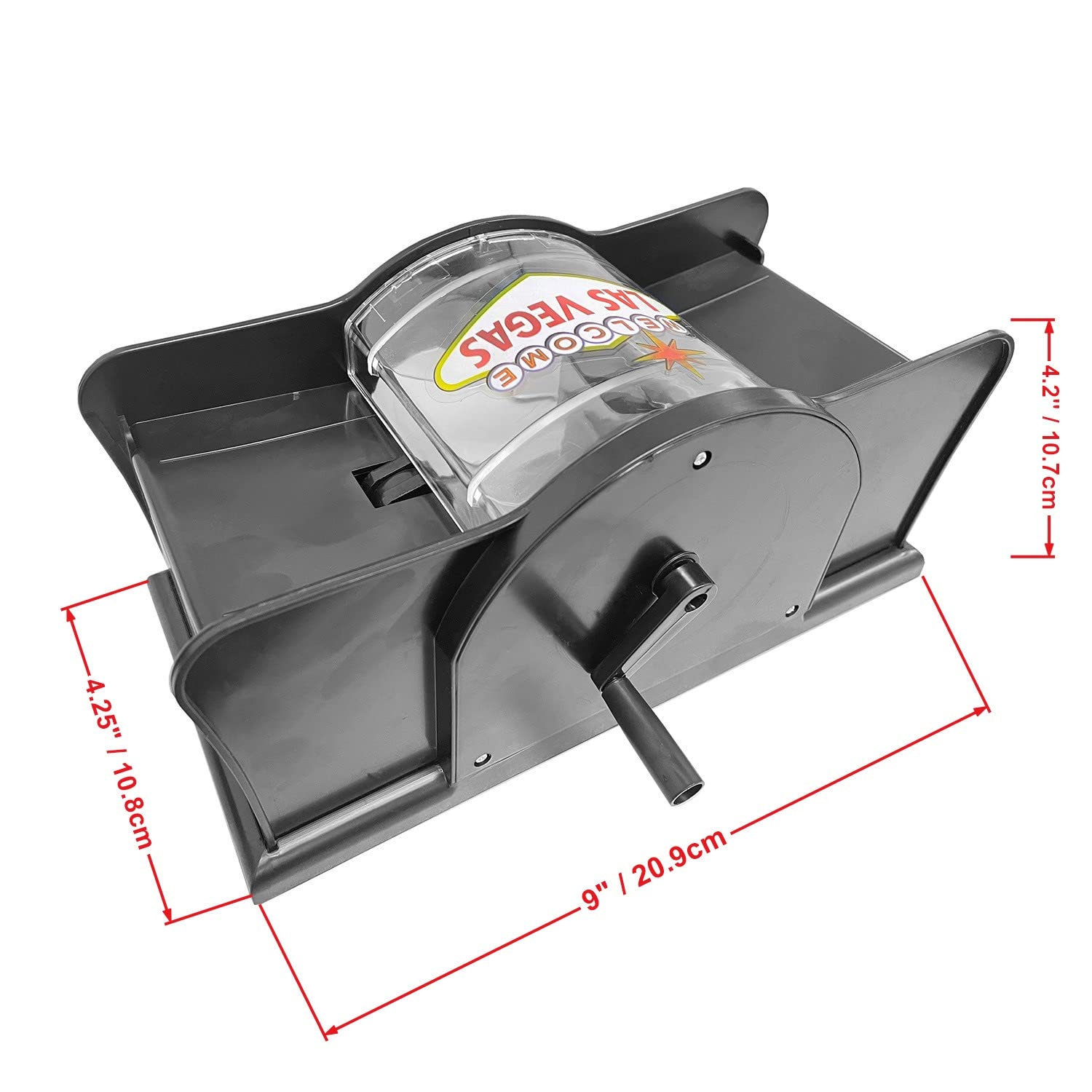 SANZHENG Card Shuffler 2 Deck, Playing Card Shuffler Manual for UNO Blackjack Texas Holdem Poker Home Card Games, Hand Cranked Card Shuffling Machine (Black)