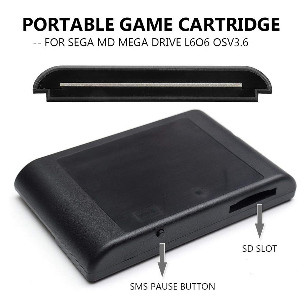MD Sega Game Burning Card - OSV3.6 Version US Japan Europe Universal Sega MD Flash Card - Everdrive MD Game Cartridge(Black)