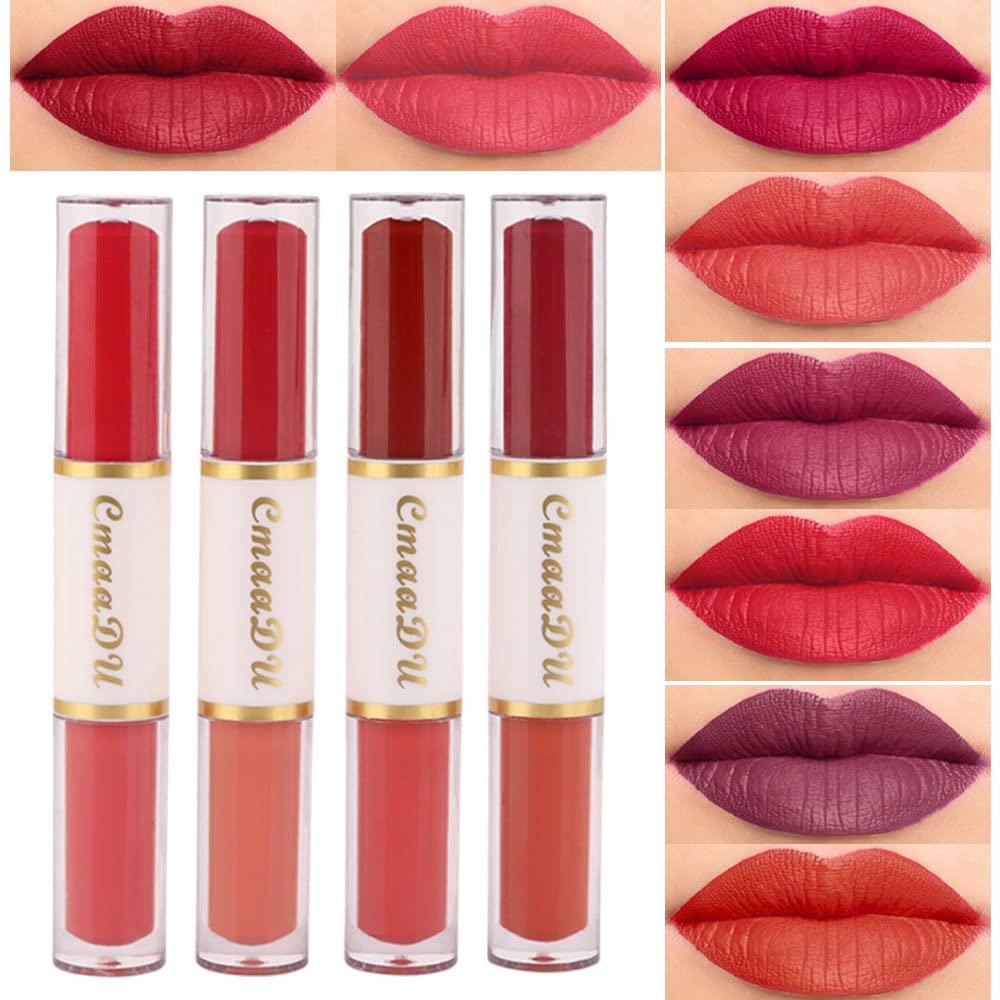 evpct 8 Colors Liquid Matte Lipstick Set Lip Stick Stain Packs Matte for Dark Skin Women,Dark Red Mat Matt Long Lasting Original 24 Hour Matte lipstick lapiz labiales mate 24 horas originales mate 01
