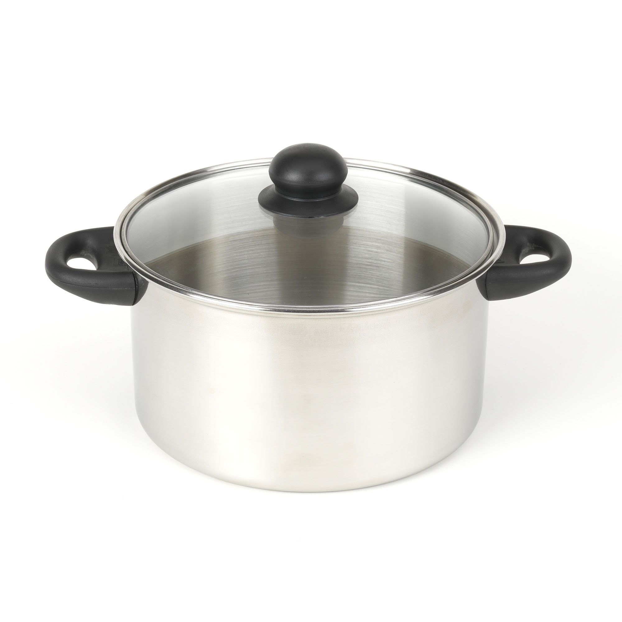 GoodCook Classic Stainless Steel 5-Quart Dutch Oven with Tempered Glass Lid, Silver