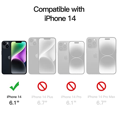 JETech Case for iPhone 14 6.1-Inch with 2-Pack Tempered Glass Screen Protector, 360 Full Body Shockproof Bumper Phone Cover Protective Clear Back (Clear)