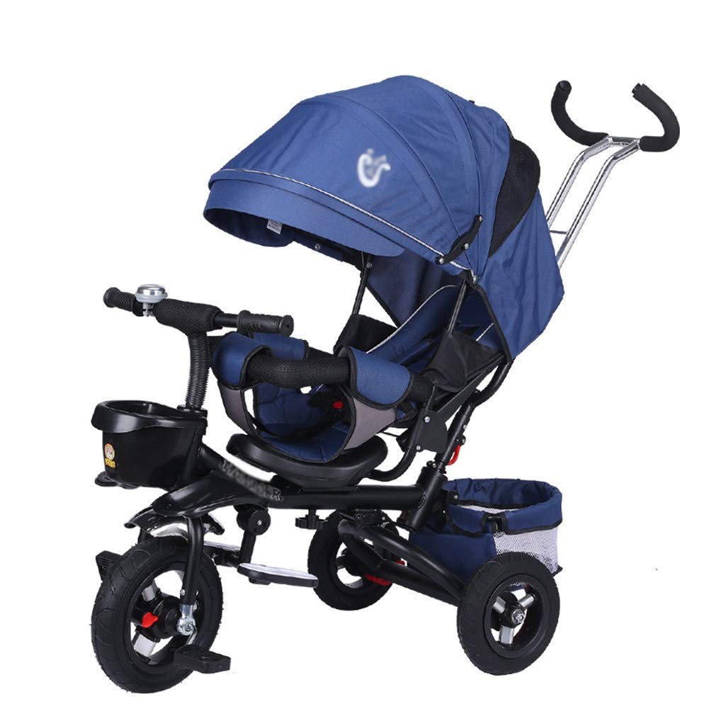 ZWJ-Children Tricycle Kid Trike Foldable Kids Trike, Portable Tricycle with Rotating Seat, 3 Wheel Toddlers Children Bike, 8 Months to 6 Years Old (Color : Blue)