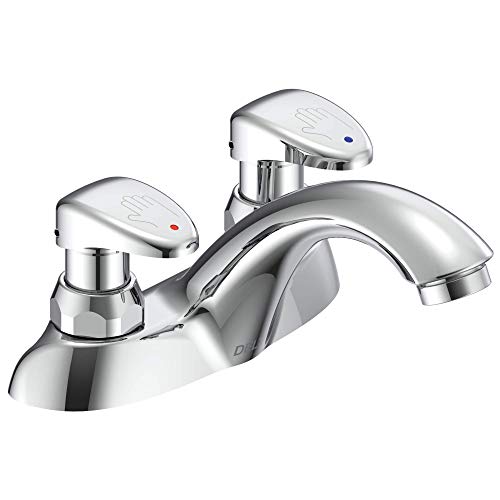 Delta Faucet 2 Handle Commercial Bathroom Faucet Chrome, Metering Faucet, Chrome Bathroom Faucet, Chrome 86T1153
