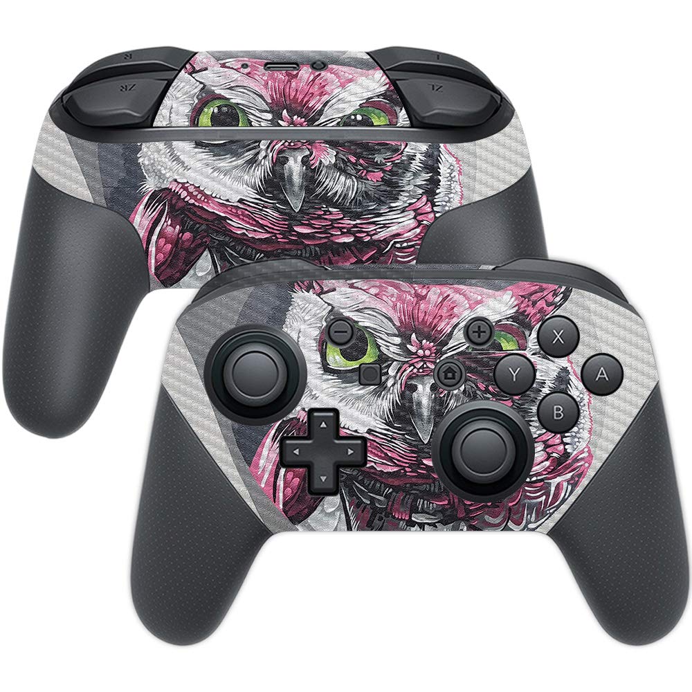 MightySkins Carbon Fiber Skin for Nintendo Switch Pro Controller - Owl Wink | Protective, Durable Textured Carbon Fiber Finish | Easy to Apply, Remove, and Change Styles | Made in The USA