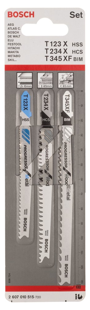 Bosch 2607010515 Jigsaw Blade T123XF/T234X/T345XF 3 Pcs