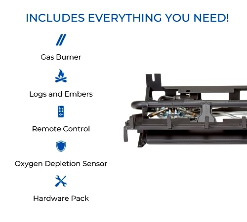 Duluth Forge DLS-24R-1 Dual Fuel Ventless Fireplace Logs Set with Remote Control, Use with Natural Gas or Liquid Propane, 33000 BTU, Berkshire Split Oak, 24 Inches
