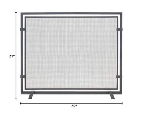 Pilgrim Home & Hearth 18251 Sinclair Single Panel Fireplace Screen, Natural Iron 39”W x 31”H, 21 Lbs