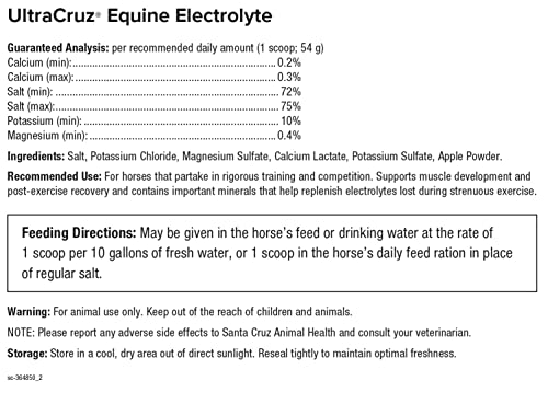 UltraCruz Equine Electrolyte Supplement for Horses, 25 lb, Powder (200 Day Supply), White