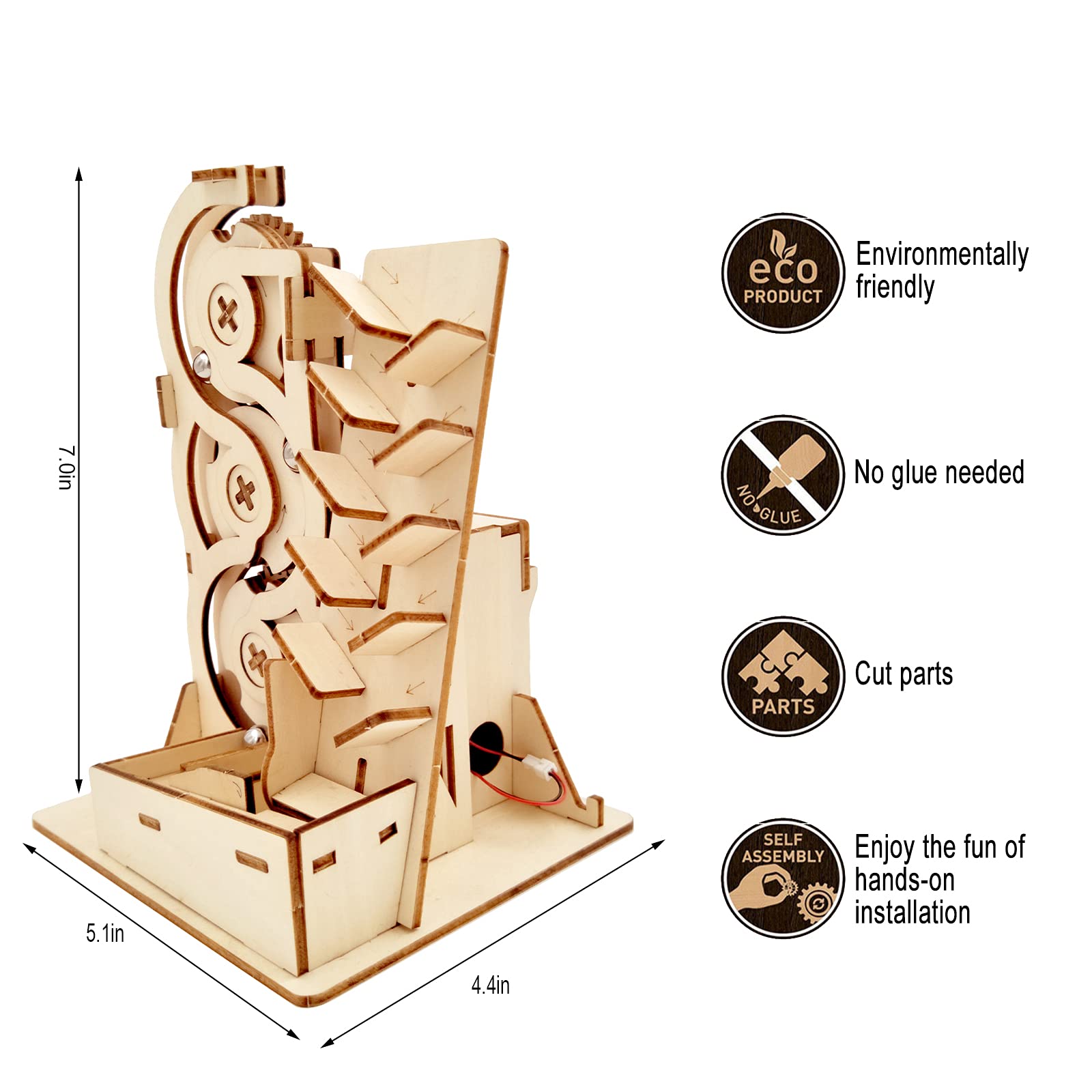Solar 3D Wooden Puzzle Marble Run DIY Model Kit Craft Sets Educational Wood Mechanical Building Toys STEM Science Experiments Projects Birthday Gift for Adult Men Kids Age 8 10 12 14+