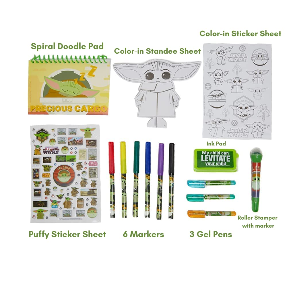 Star Wars Mandalorian Baby Yoda Coloring & Sticker Activity Set for Kids with Travel Carrying Case