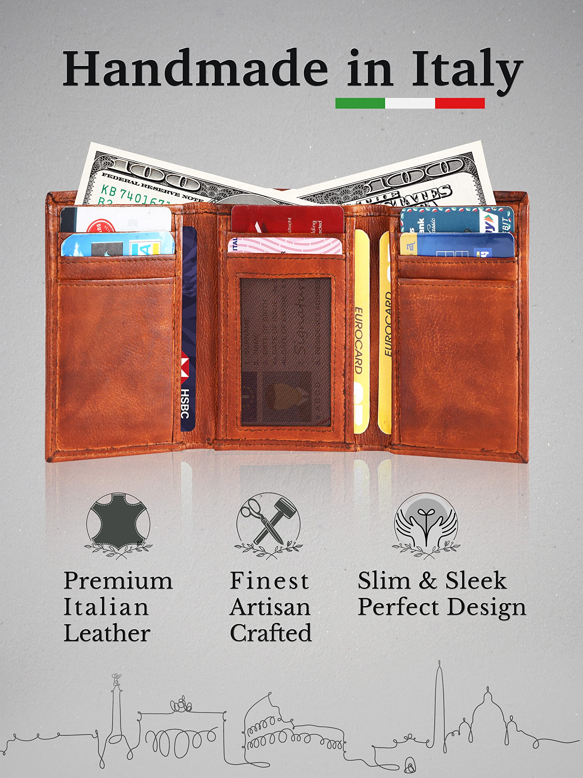 CALGARIยฎ Italian Luxury Leather Wallets For Men | Trifold