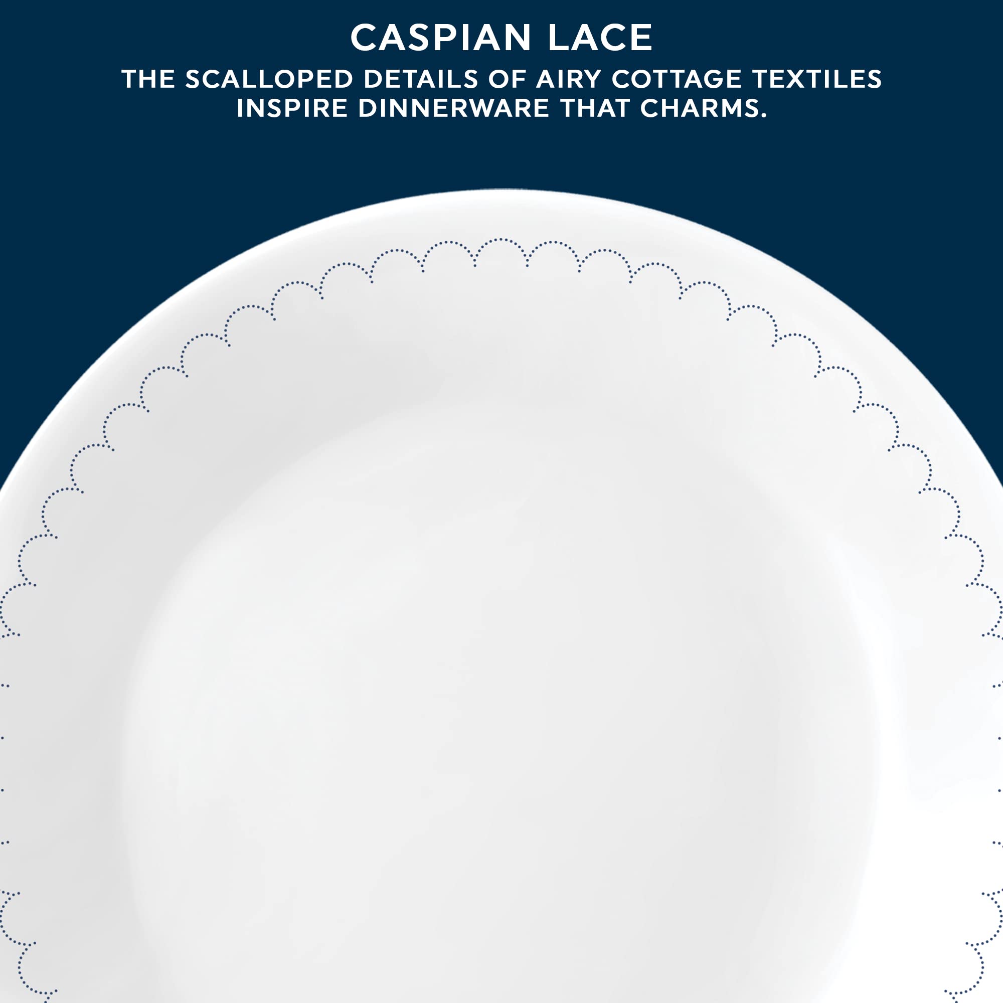 Corelle 6-Piece 6.75" Appetizer Round Plates, Vitrelle Triple Layer Glass, Lightweight Round Plates, Dessert Plates, Chip and Scratch Resistant, Microwave and Dishwasher Safe, Caspian