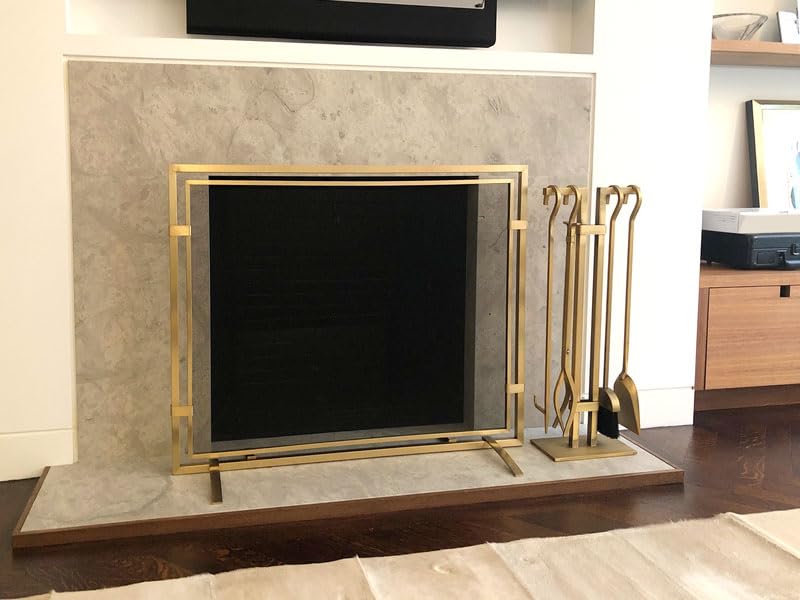 Pilgrim Home and Hearth 18086 Sinclair Fireplace Tool Set, Burnished Brass, 20 Pounds