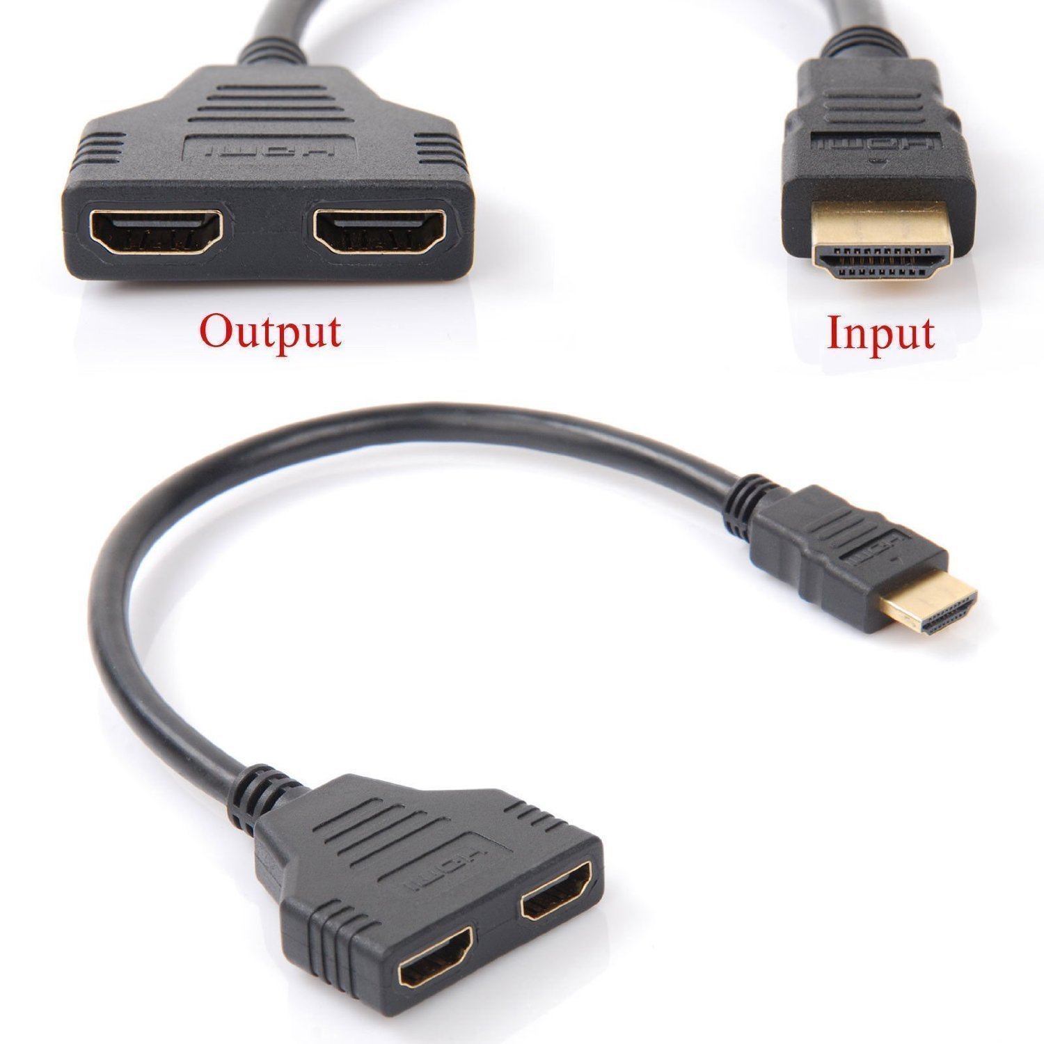 CHENDUOMI 1080P HDMI Switch Male to 2 HDMI Female 1 in 2 Out Splitter Black Cable Adapter Converter