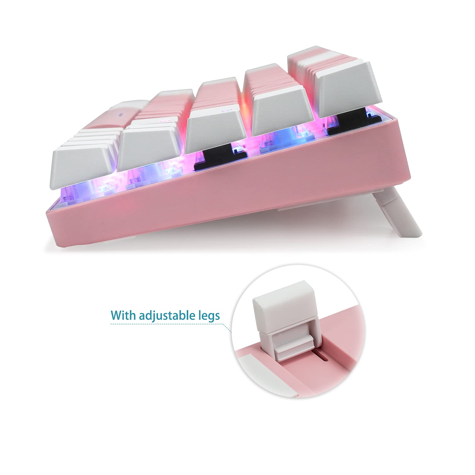 NORCHE 60% Mechanical Gaming Keyboard,Wired/Bluetooth 5.0 Modes,RGB Backlit Ultra-Compact Mini Keyboard, Compact 63 Keys Keyboard for PC/Mac Gamer, Office, Gaming, Home Office