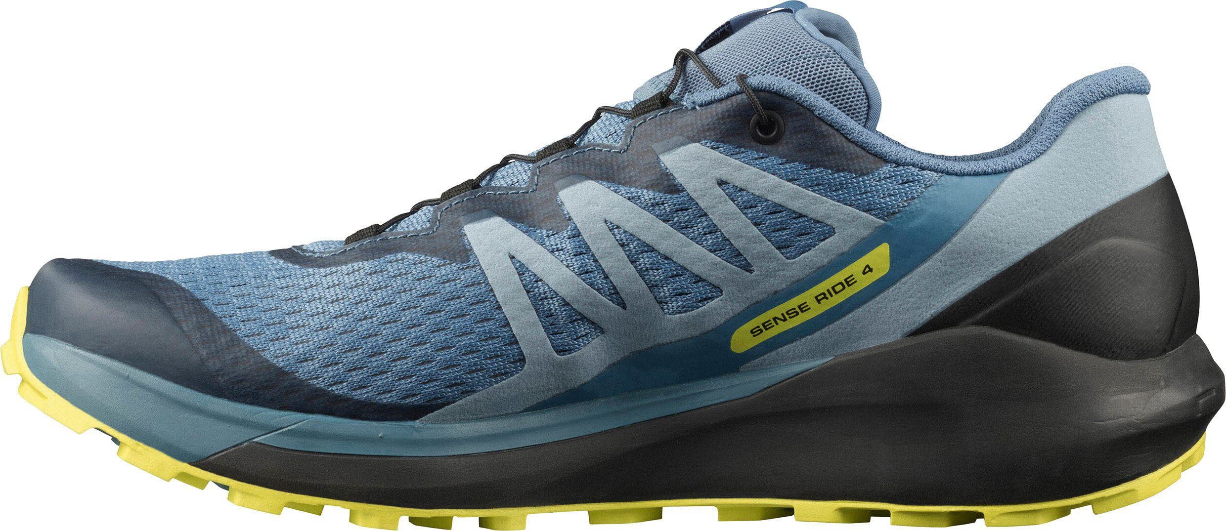 Salomon Sense Ride 4 Trail Running Shoes for Men, Copen Blue/Black/Evening Primrose, 9