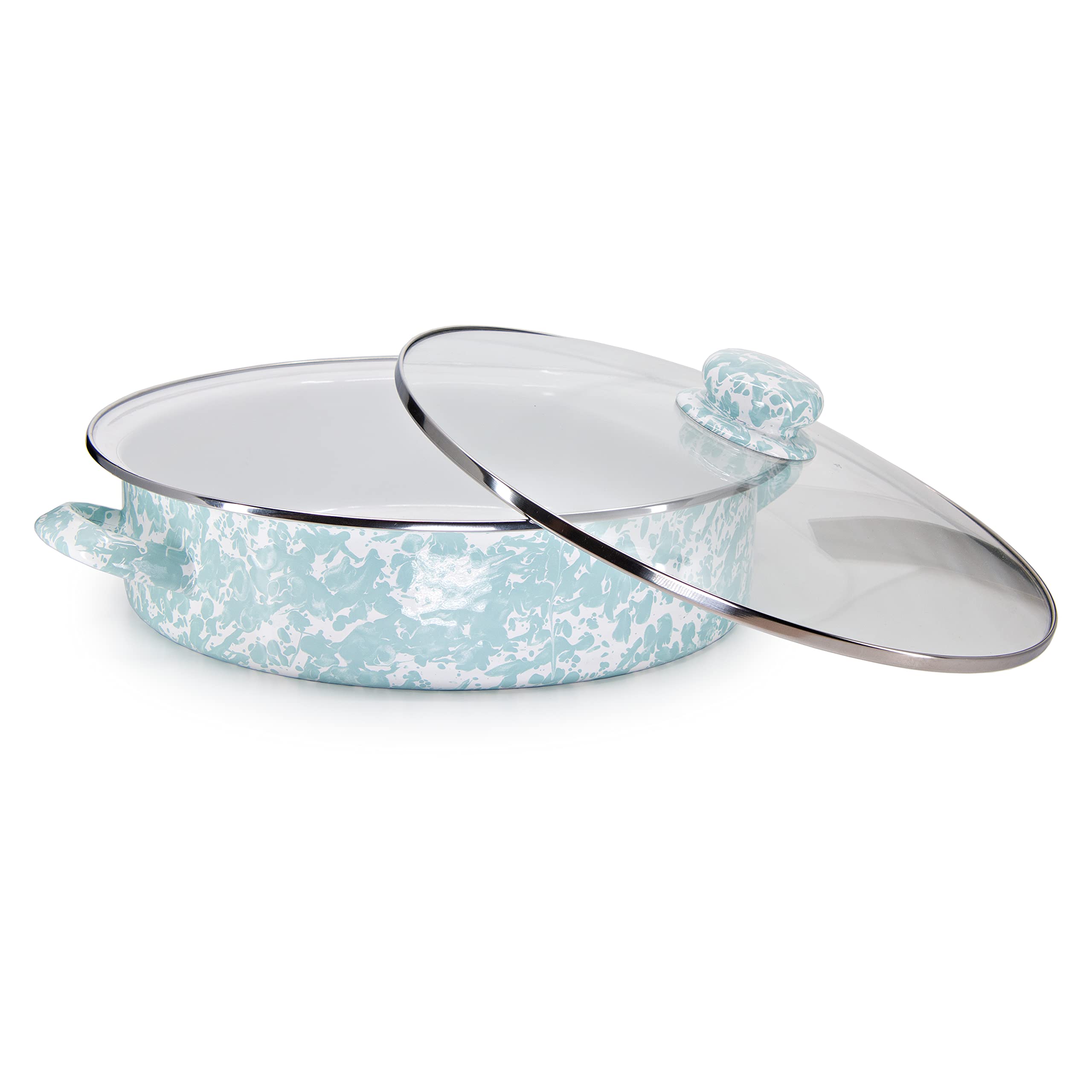 Golden Rabbit Enamelware - 5qt Saute Pan (Sea Glass Swirl)