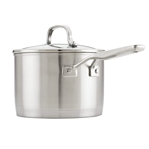 KitchenAid 3-Ply Base Brushed Stainless Steel Sauce Pan/Saucepan with Lid, 3 Quart