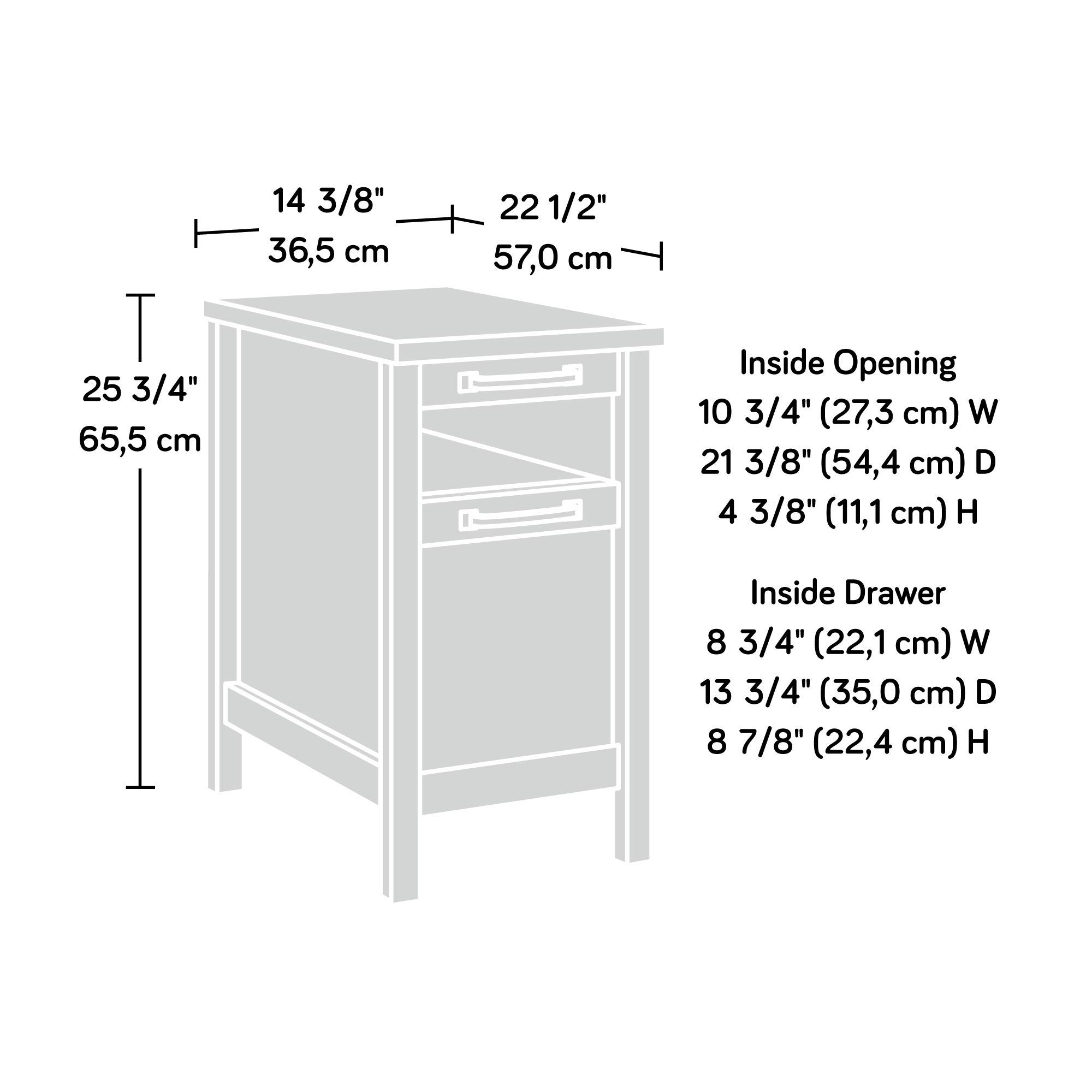 Sauder Cannery Bridge Narrow Side, Nightstand, End Table, L: 14.37" x W: 22.44" x H: 25.83", Mystic Oak