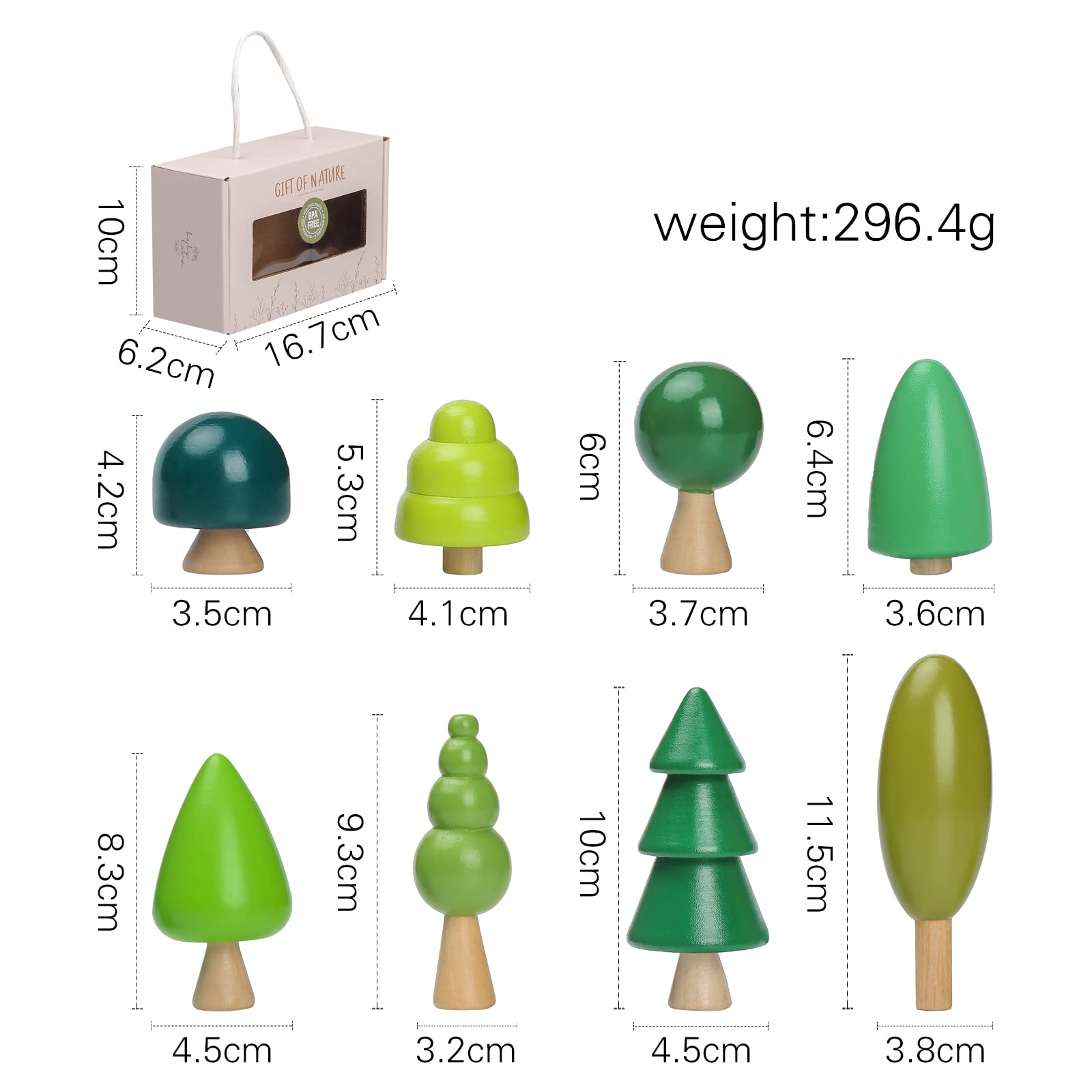 Youuys Wooden Craft Forest Trees Toys, 8 Pcs Finished Scene Mini Tree Kit Craft Set - Cake Topper - for Early Educational Preschool Classroom Project Montessori Toys