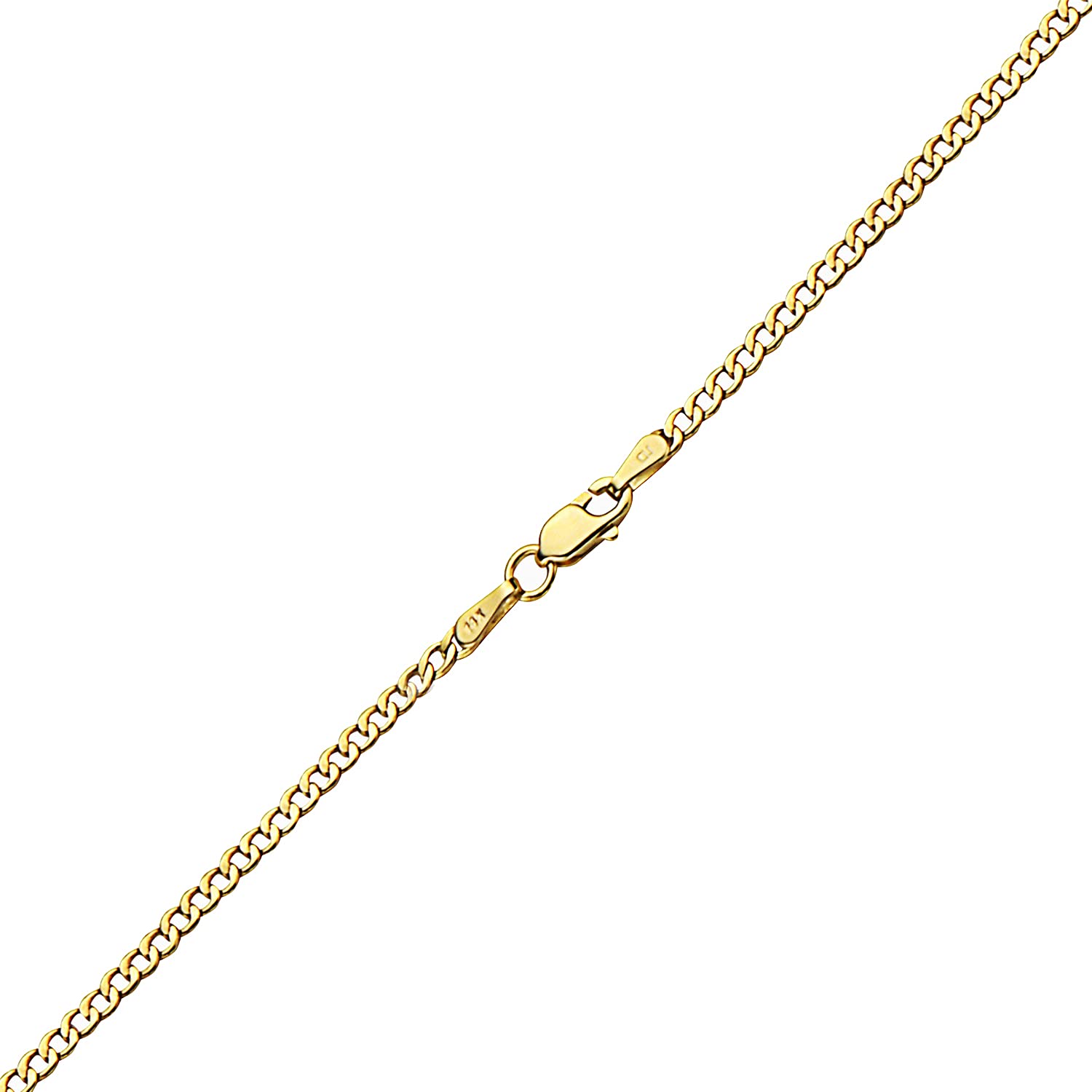 PORI JEWELERS 10K Gold 2.0mm Cuban/Curb Link Chain Necklace-Multiple lengths available-Made In Italy (Yellow, 22)