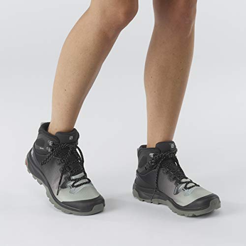Salomon VAYA MID Gore-TEX Hiking Boots for Women, Stormy Weather/Black/Trooper, 5