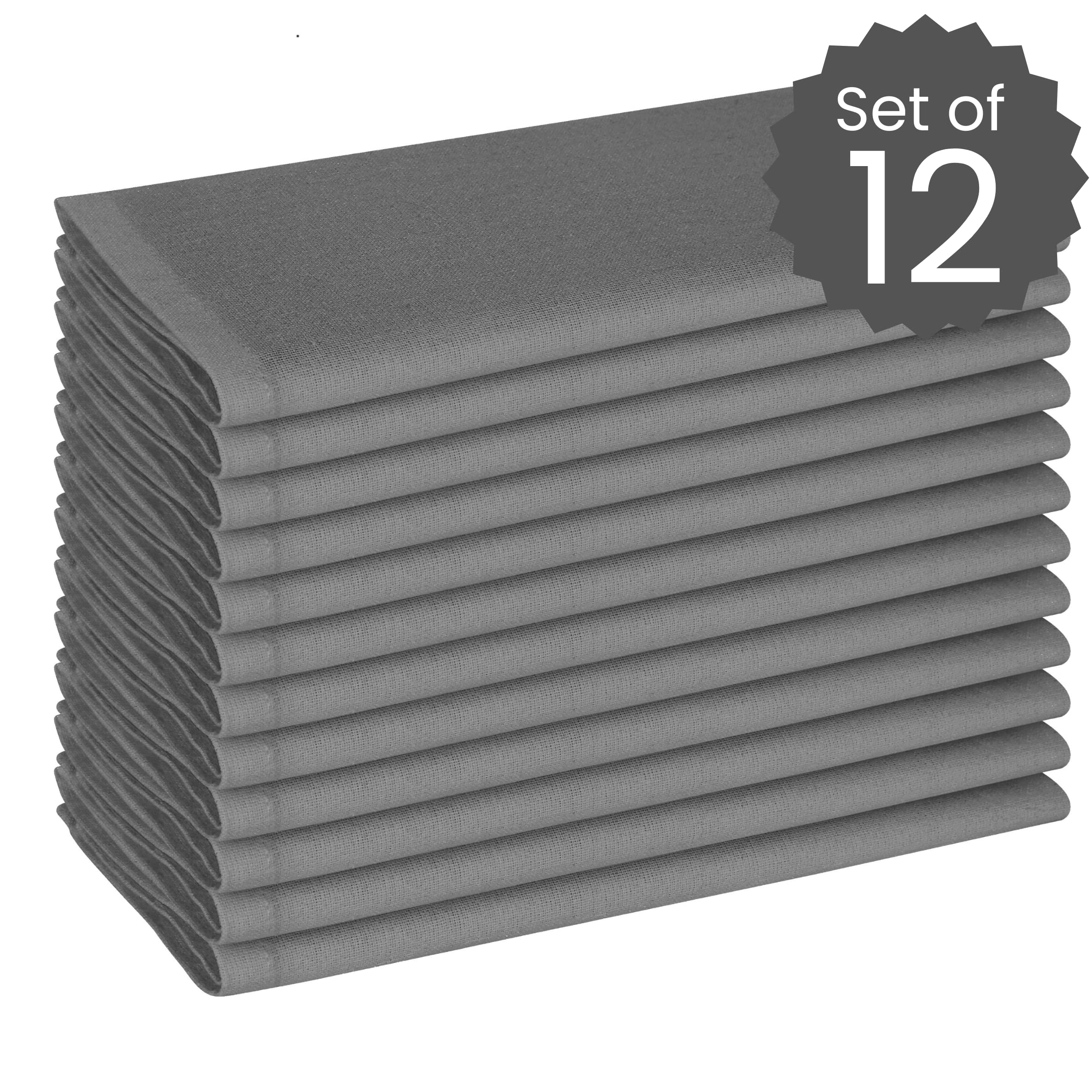 Cotton Clinic Cloth Dinner Napkins - Perfect Everyday Use Table Napkins - Soft Durable Washable - Ideal for Party Wedding Christmas Easter - Set of 12-20x20 inches Grey Napkins