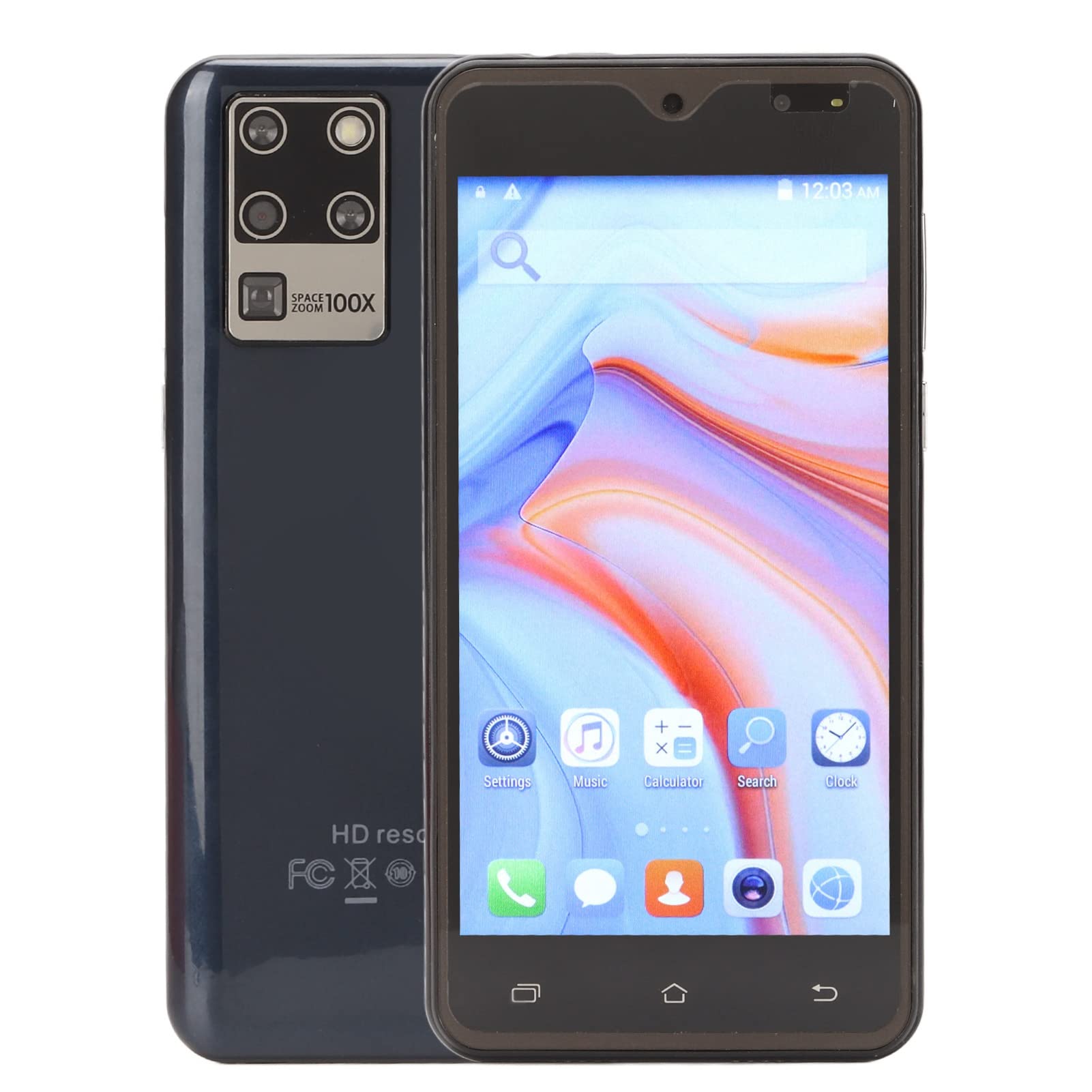 ciciglow 5in Unlocked Phone, 2GB RAM 16GB ROM Cheap Smart Phone, 1920x1080P HD Display, 5MP+8MP Camera, 4800mAh, Face ID, WiFi, BT, FM(Black)