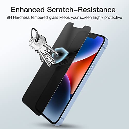 JETech Privacy Screen Protector for iPhone 14 Plus 6.7-Inch (NOT FOR iPhone 14 6.1-Inch), Anti Spy Tempered Glass Film, 2-Pack
