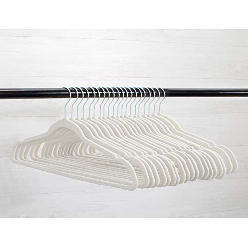 Home Expressions 21" Extra Wide, Plus Size, 20 Pack Premium Velvet Hangers 21"x9" … (Ivory)