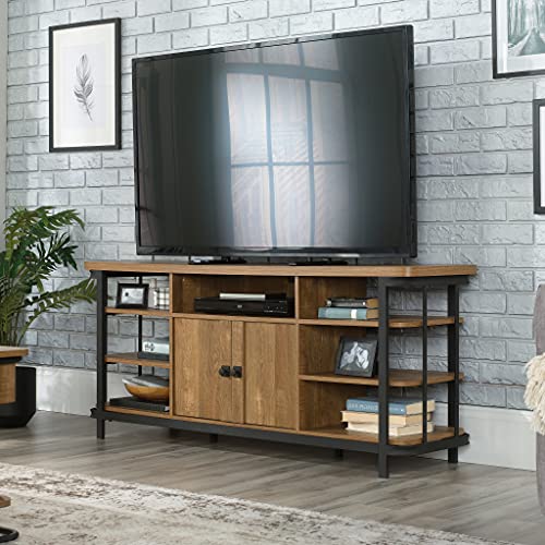 Sauder Station House Wood & Metal TV Credenza with Storage, for TVs up to 54", Etched Oak Finish