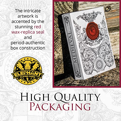 Medieval Playing Cards - Professional Poker Cards in Period-Authentic Middle Ages Designs - Black Edition - Great for Magic, Cardistry, Gameplay - Deck of Cards for Kids & Adults Free Card Game E-book